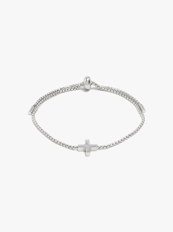 ADJUSTABLE BRACELET WITH CROSS - STAINLESS STEEL