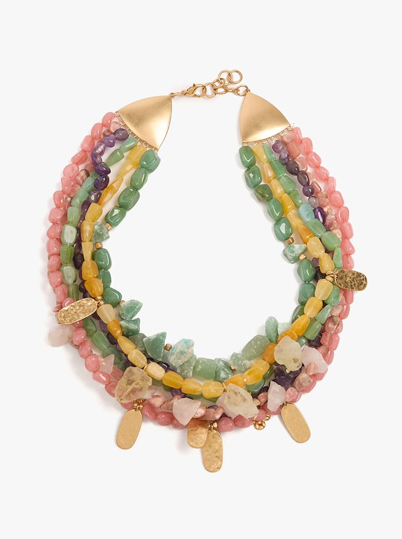 SHORT MULTI-COLLAR WITH COLOURED STONES