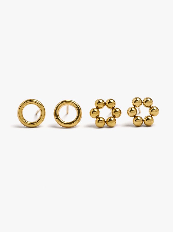 SET OF ROUNDED EARRINGS - STAINLESS STEEL