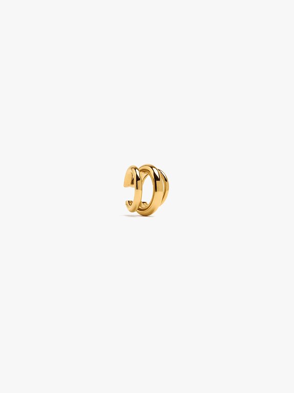 EAR CUFF HOOP WITH TRIPLE EFFECT - STAINLESS STEEL