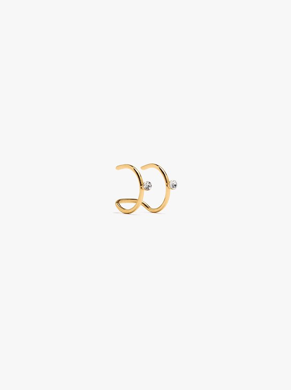 DOUBLE EARCUFF WITH CRYSTALS - STAINLESS STEEL