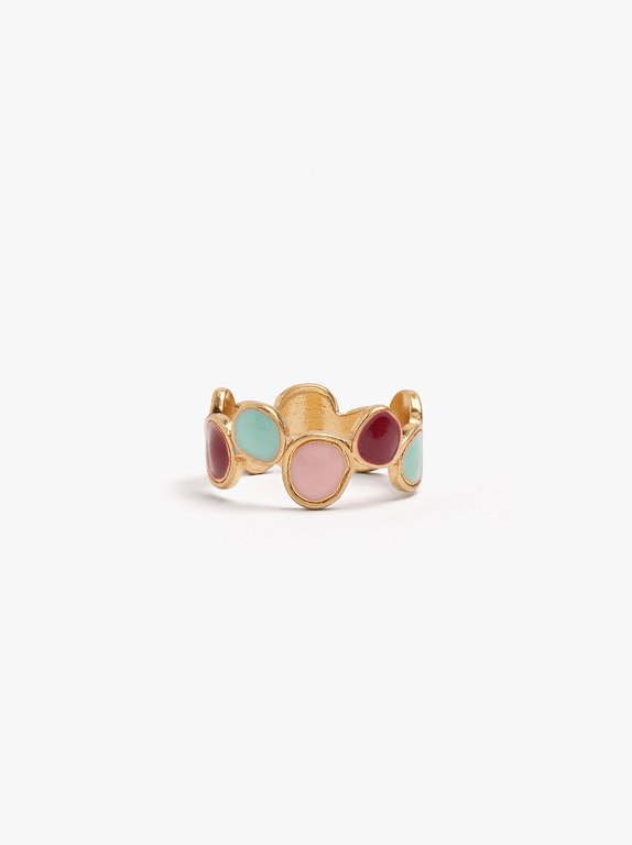 RING WITH OVAL ENAMELLED SHAPES