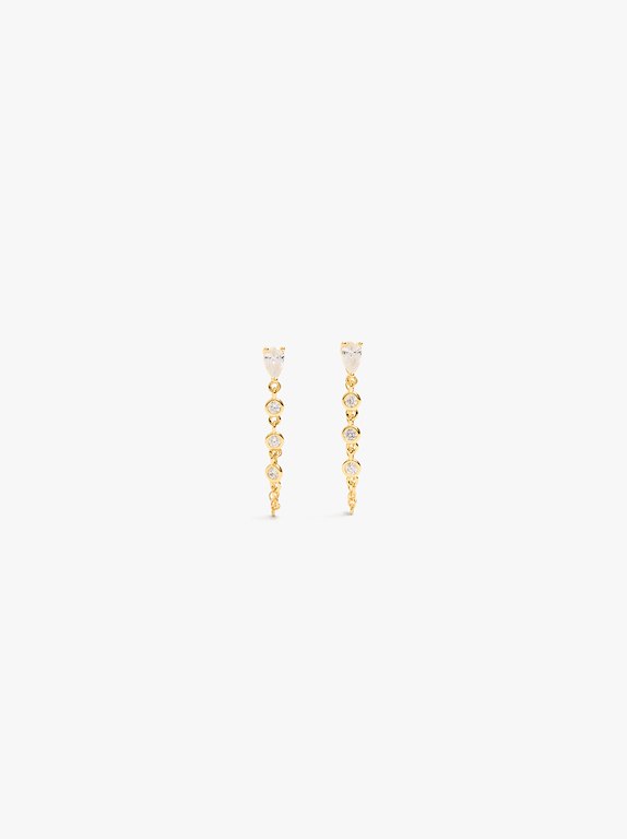 925 STERLING SILVER EARRINGS WITH ZIRCONIA AND CHAIN