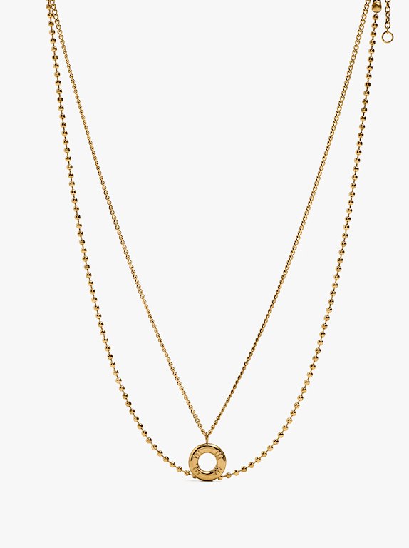 SET OF HOOP PENDANT NECKLACES - STAINLESS STEEL