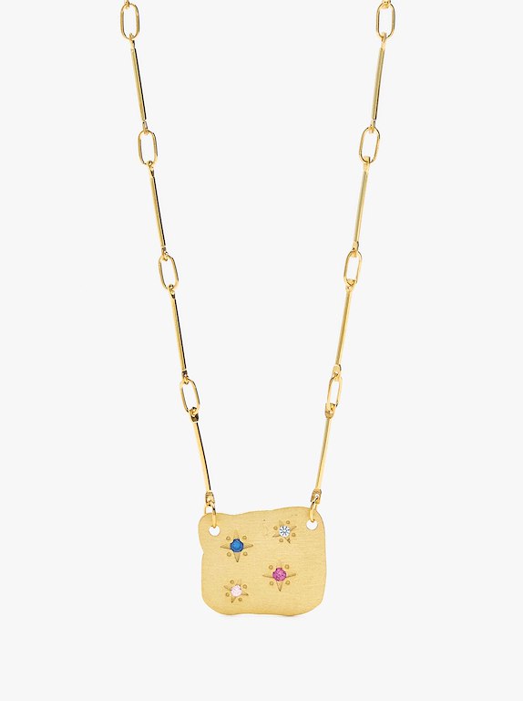 NECKLACE WITH SEGMENTED BARS GOLD PLATED 18K - 925 STERLING SILVER