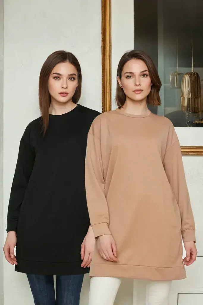Trendyol Modest Set ženskih dukseva Tctaw22Tw0152, 2 komada, Crni