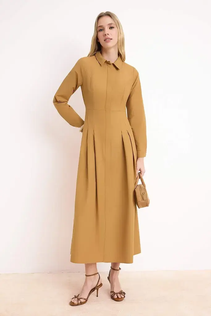 Trendyol Modest Ženska haljina Tctss26Eb00024, Smeđa
