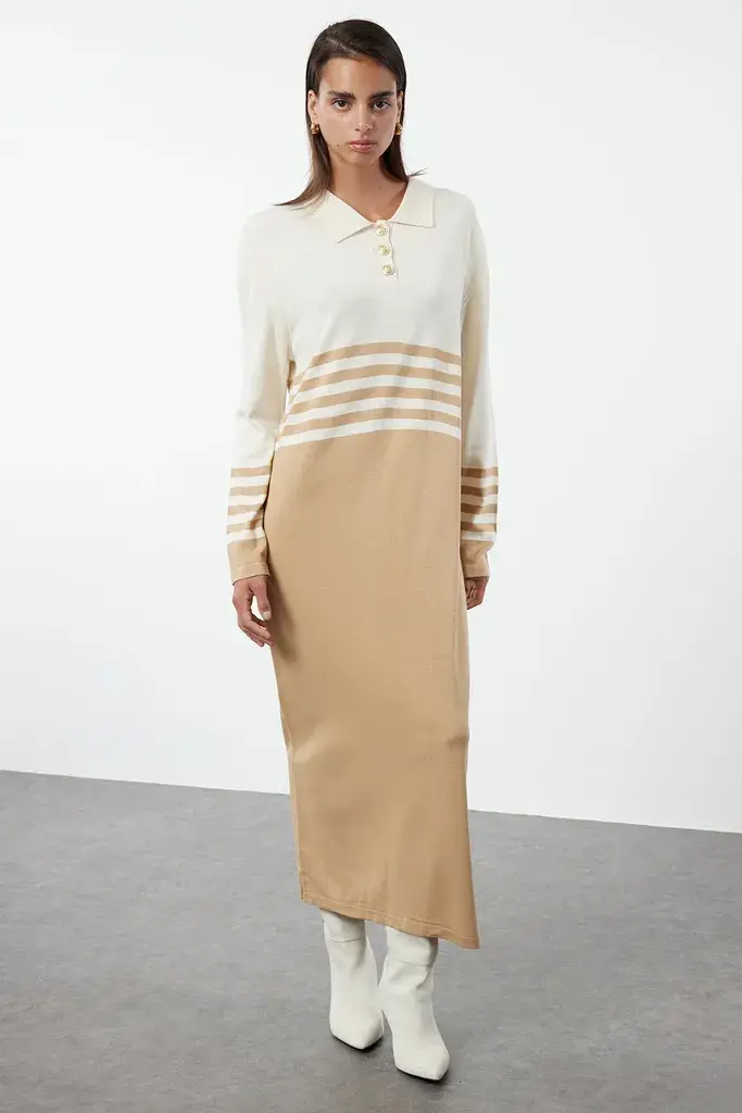 Trendyol Modest Ženska haljina Tctaw25Eb00002, Smeđa