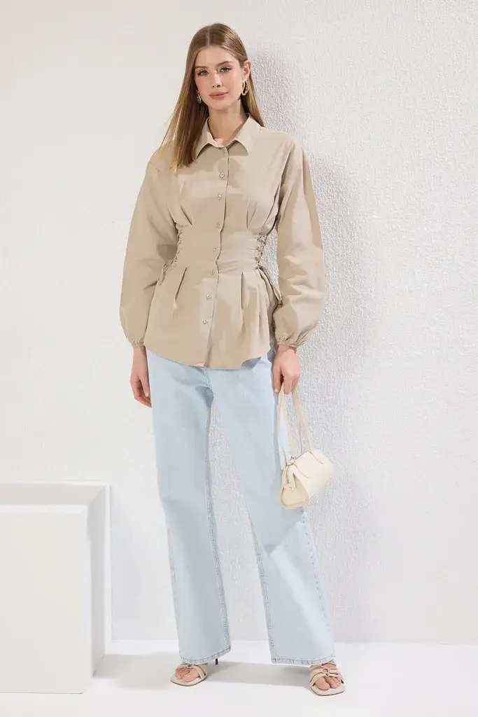 Trendyol Modest Ženska košulja Tctss25Tg00003, Bež