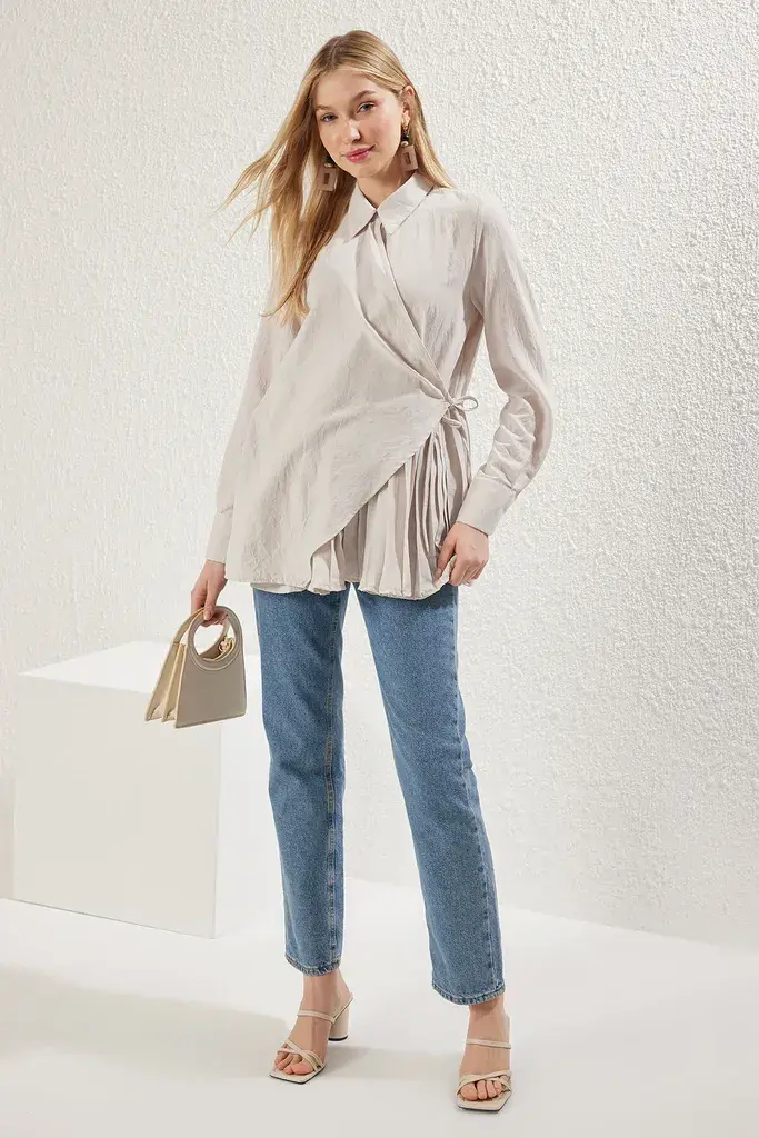Trendyol Modest Ženska košulja Tctss25Tg00016, Bež