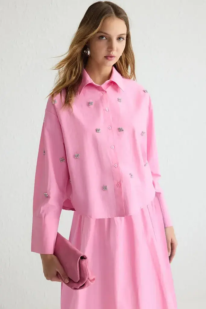 Trendyol Modest Ženska košulja Tctss25Tg00007, Roza
