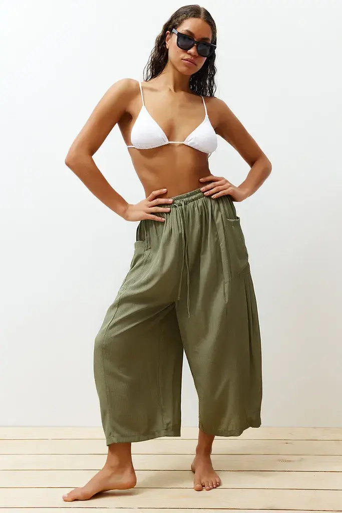 Trendyol Milla Ženske pantalone Tbess24Pl00007, Kaki