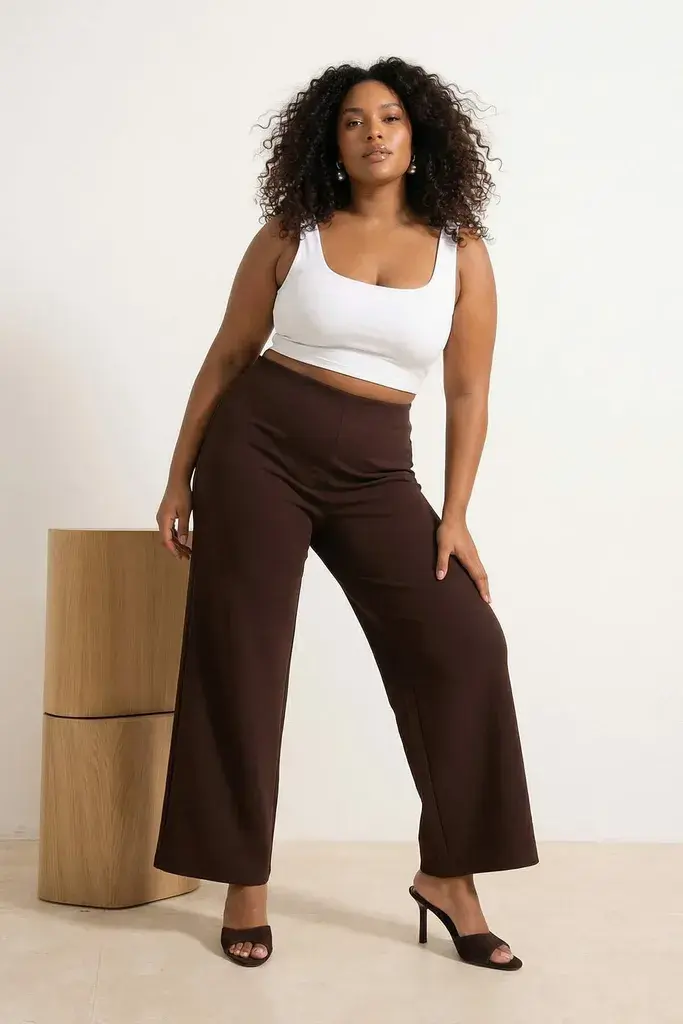 Trendyol Curve Ženske pantalone Tbbss25Ar00041, Braon