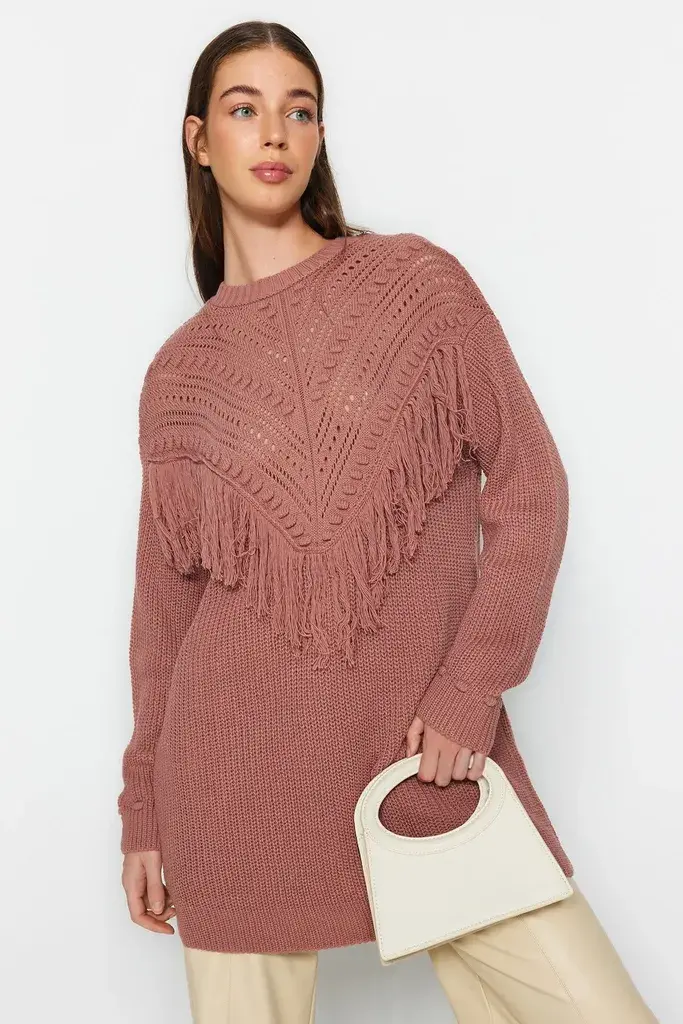 Trendyol Modest Ženski džemper Tctaw24Ak00150, Rozi