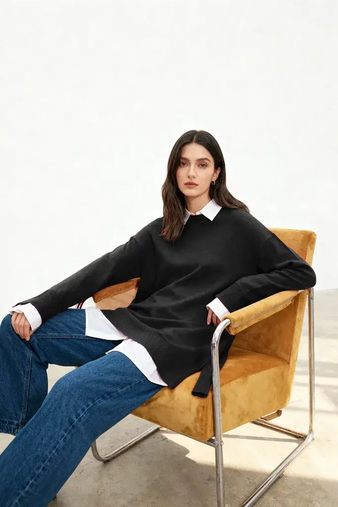 Trendyol Modest Ženski džemper Tctaw22Ak0010, Crni