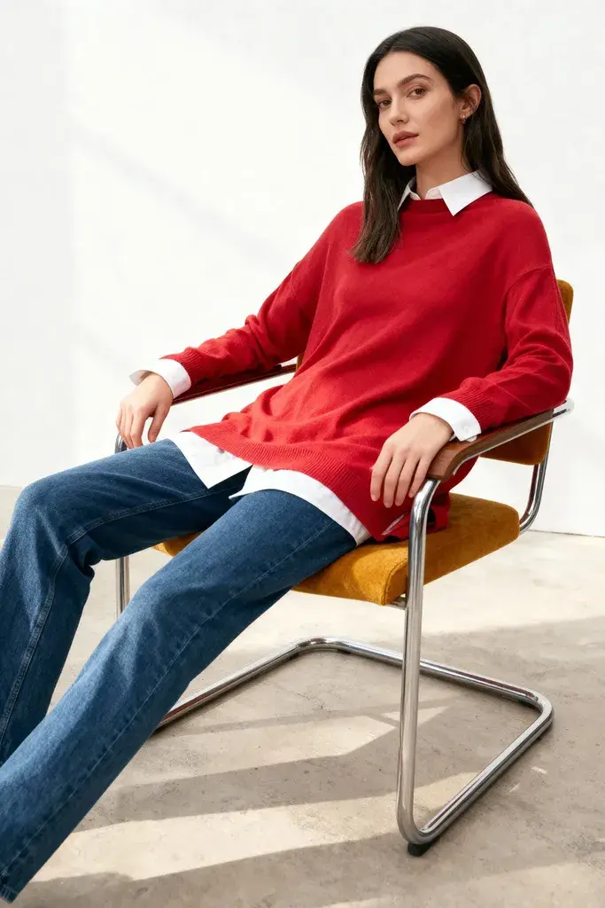 Trendyol Modest Ženski džemper Tctaw22Ak0010, Crveni