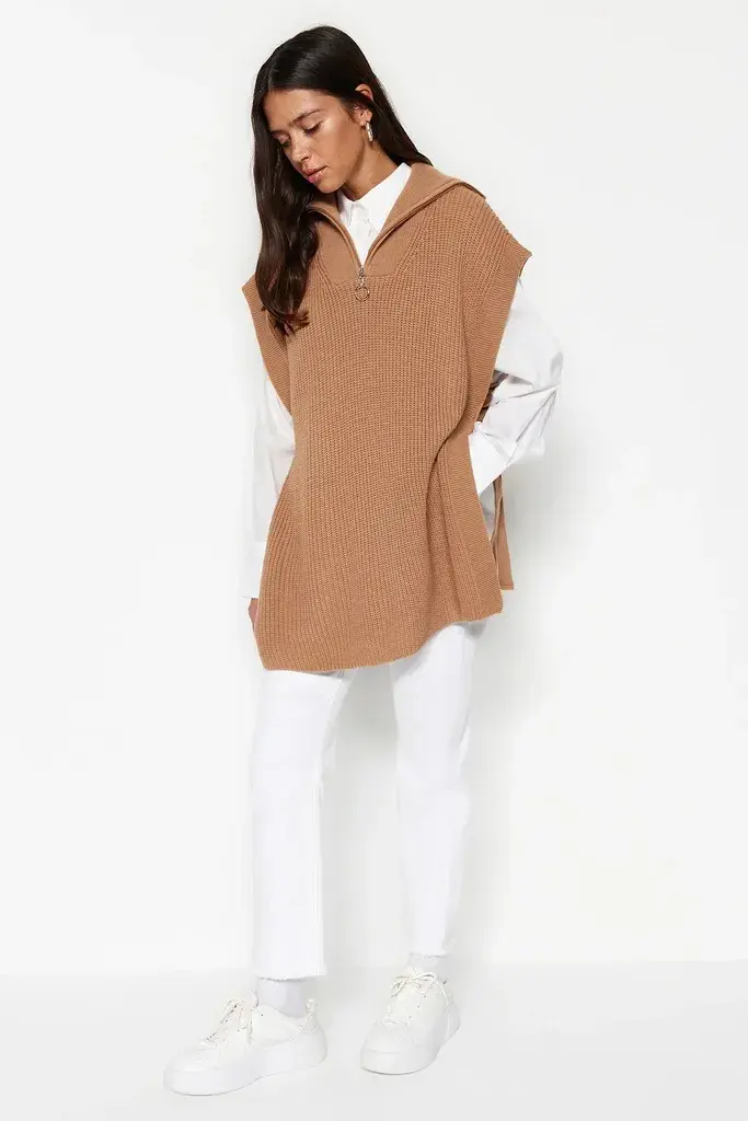Trendyol Modest Ženski prsluk Tctaw22Uv0009, Bež