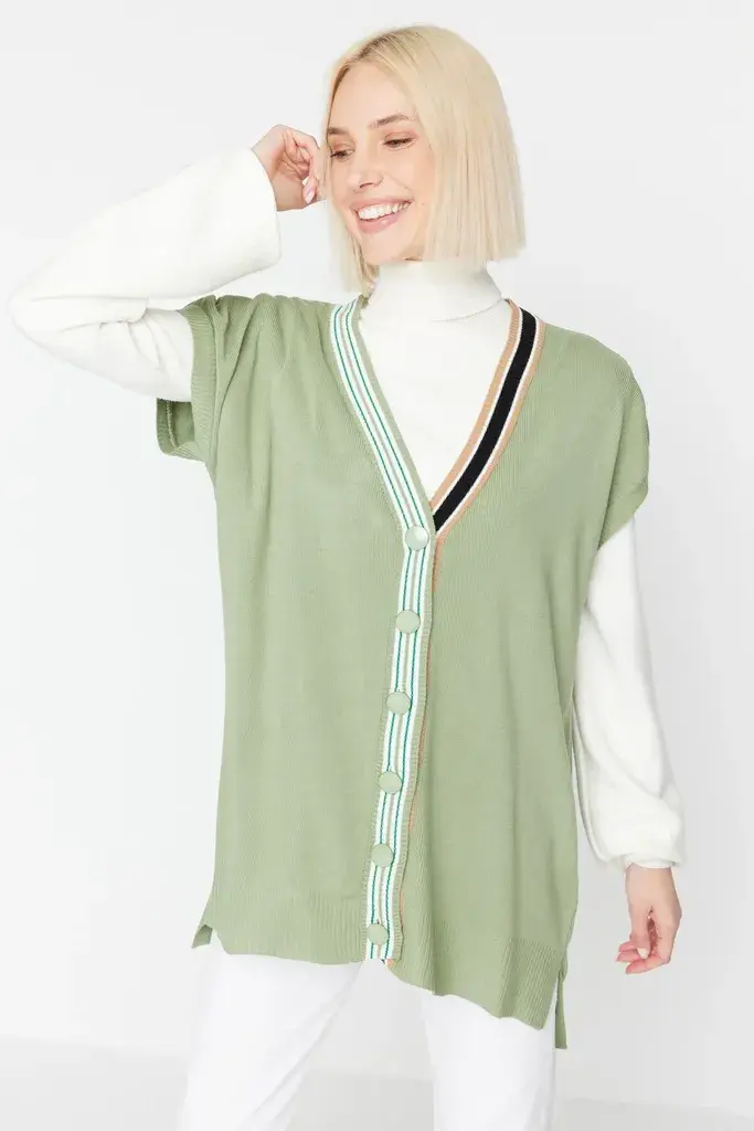 Trendyol Modest Modest Ženski prsluk Tctaw22Uv0002, Zeleni