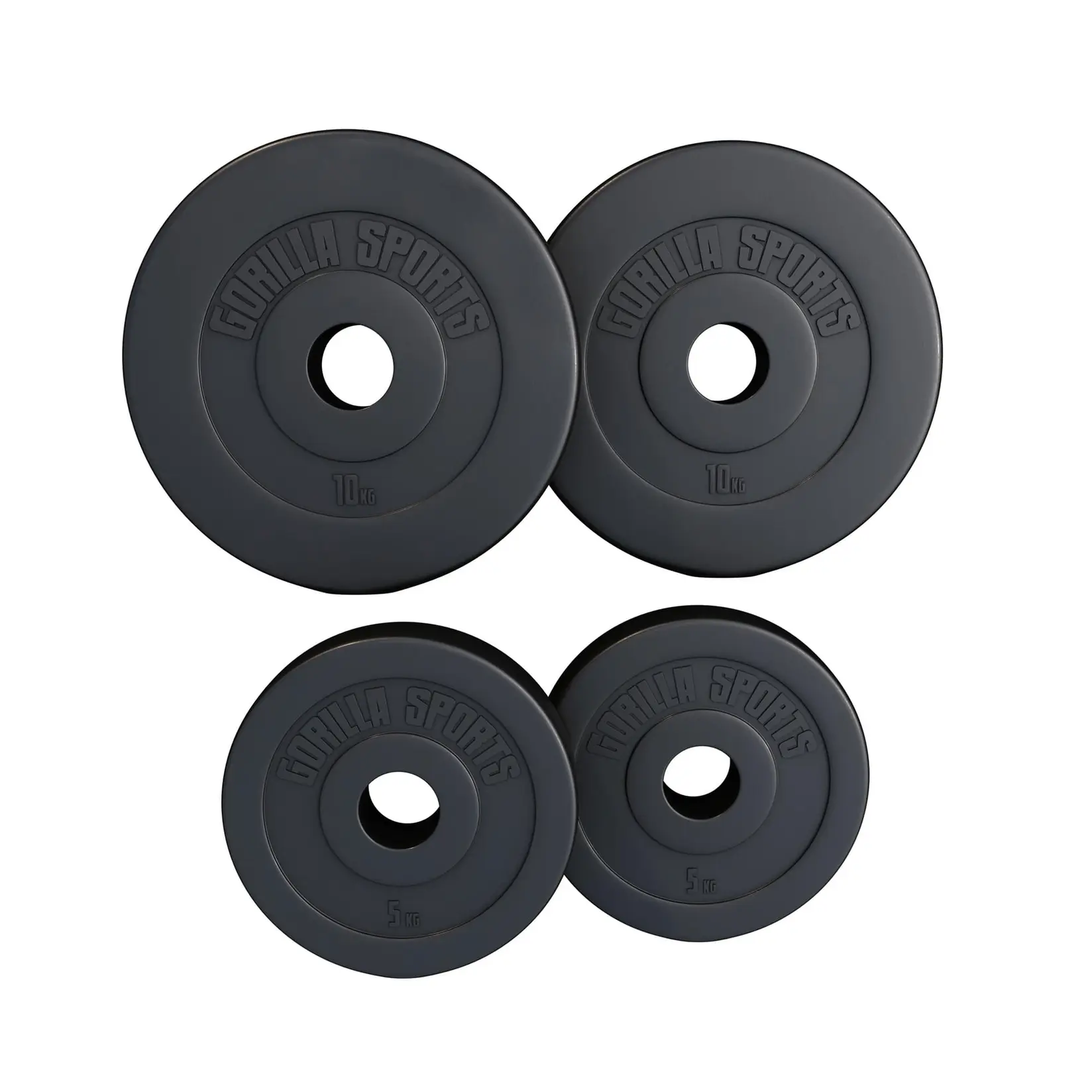 GORILLA SPORTS Set plastičnih olimpijskih tegova 30 kg 2x5 + 2x10 kg