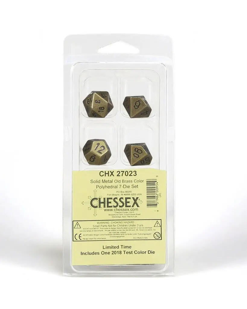 Chessex Kockice Chessex - Polyhedral - Solid Metal Old Brass (7)