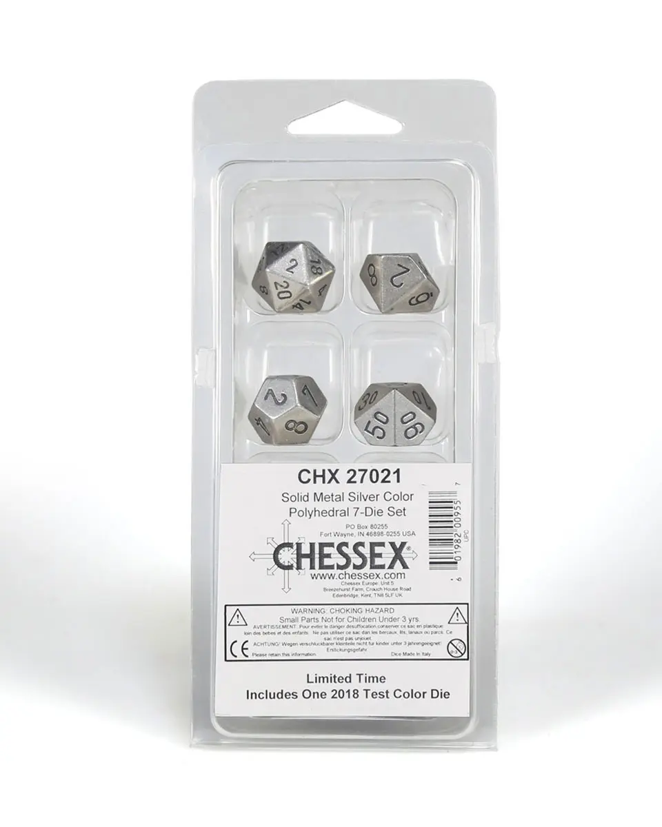 CHESSEX Poliedrarske kockice, 7 komada, Sive
