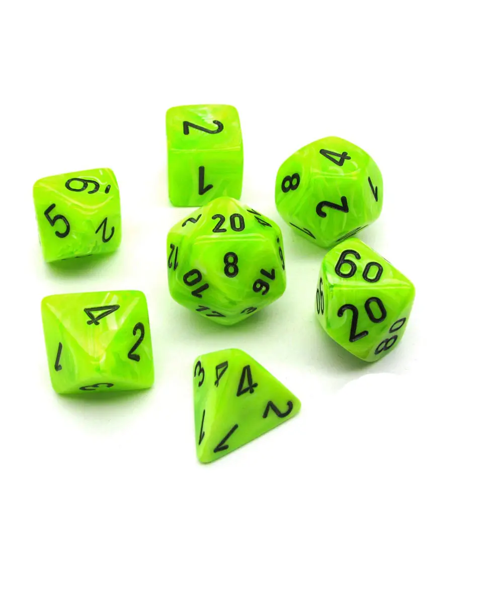 CHESSEX Poliedrarske kockice, 7 komada, Zelene