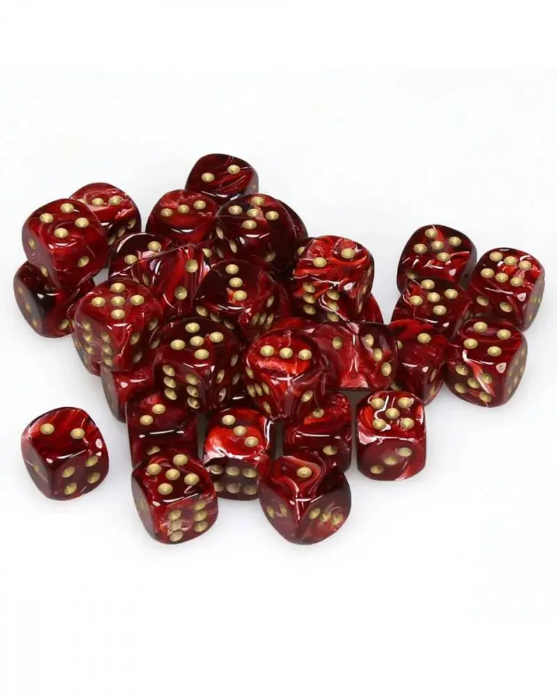 Kocke Chessek - Vortek - Burgundi & Gold - Kockice Block 12mm (36)