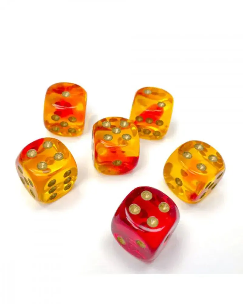 Kockice Chessek - Gemini - Translucent - Green-Teal & Iellov - Block 12mm (