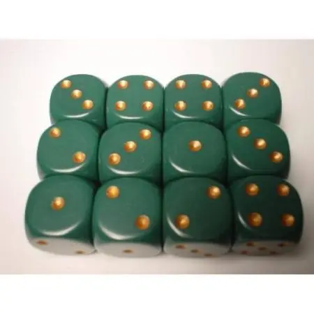 Chessek Dice (7) 16mm, Evergreen