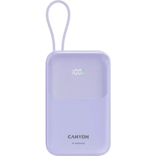 Canyon Powerbank Canyon OnPower 101 ugrađeni kabl 10000 mAh, ljubičasta
