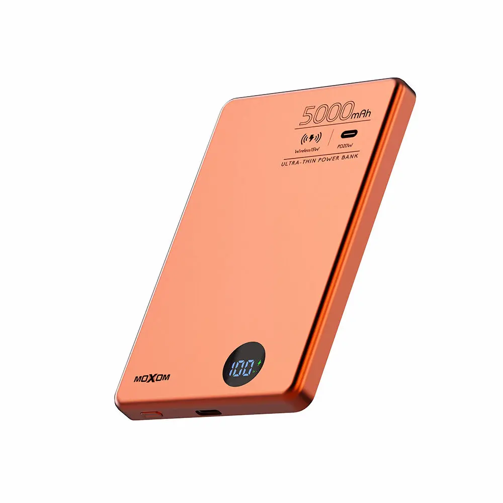 Moxom Power Bank MagSafe MX‑PB196 PD20W + QC22.5W + 15W Wireless 5000mAh, Narandžasti