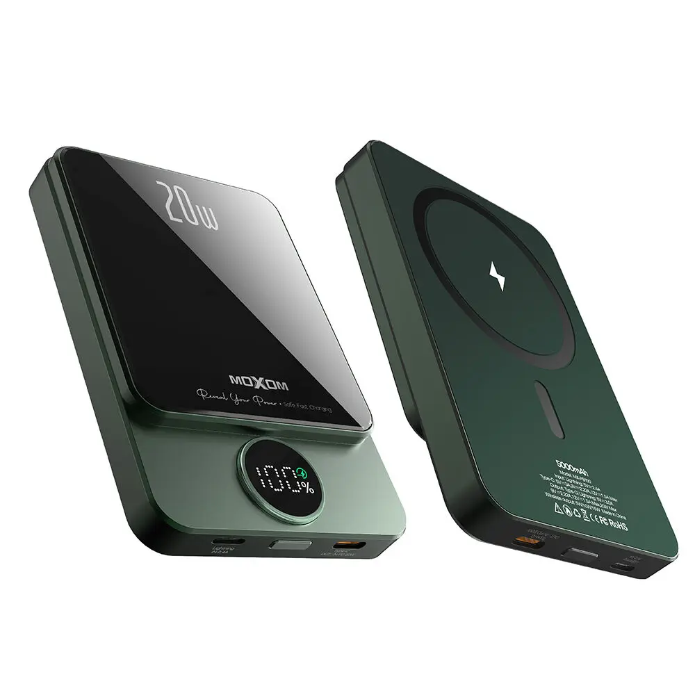 Moxom Power Bank MX-PB110, LED, PD20W, 5000mAh, Zeleni