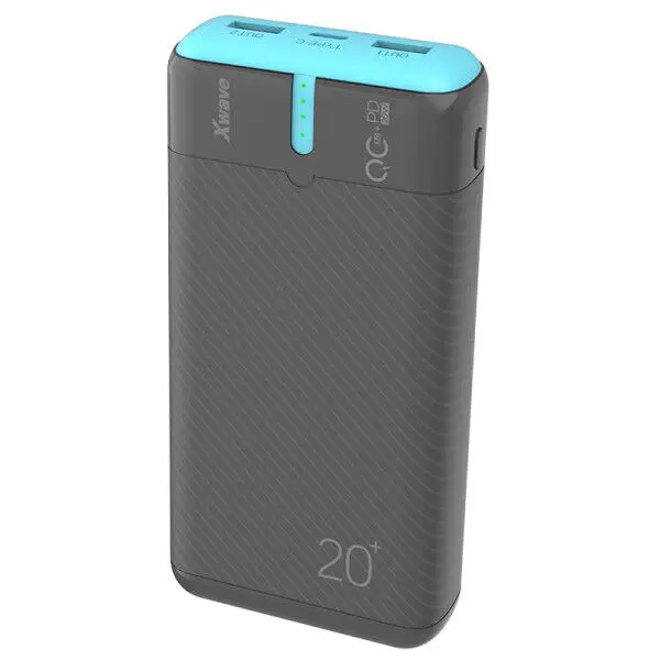 Xwave Power bank GoEnergy 20e, 20000 mAh, 20 W, 3A,2 xUSB, Tip-C, Sivo-plavi