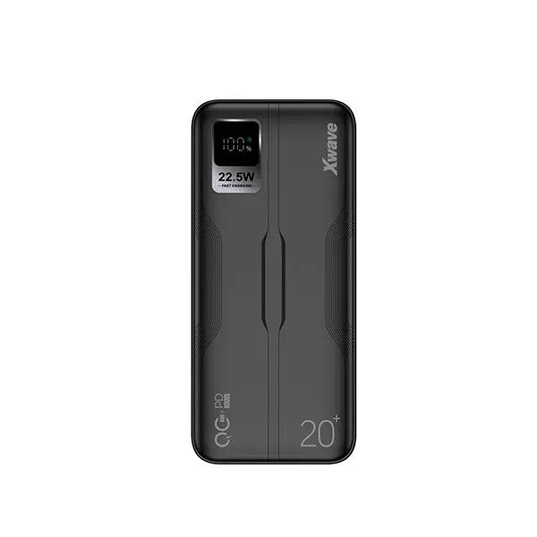 Xwave Power bank GoEnergy 20d, 20000 mAh, 22.5 W,3A,2 xUSB, Tip-C, Crni