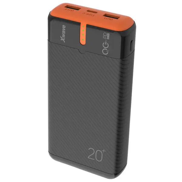Xwave Power bank GoEnergy 20e, 20000 mAh, 20 W, 2 xUSB, Tip-C, Crno-narandžasti