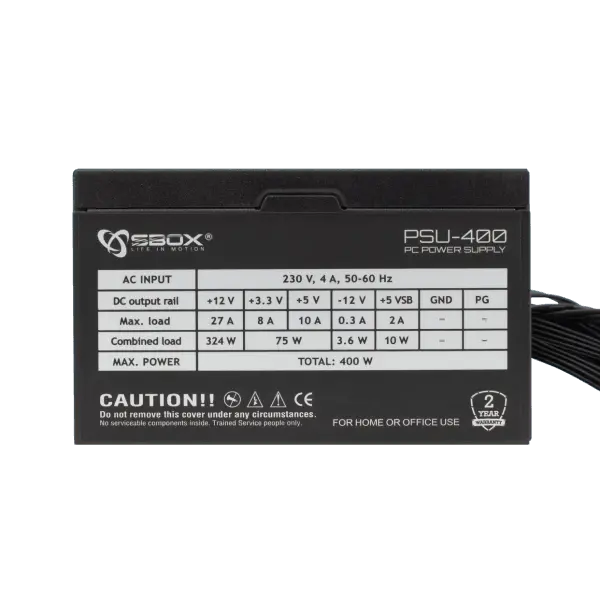 S BOX PSU 400 ATX Napajanje, 400W, Crno