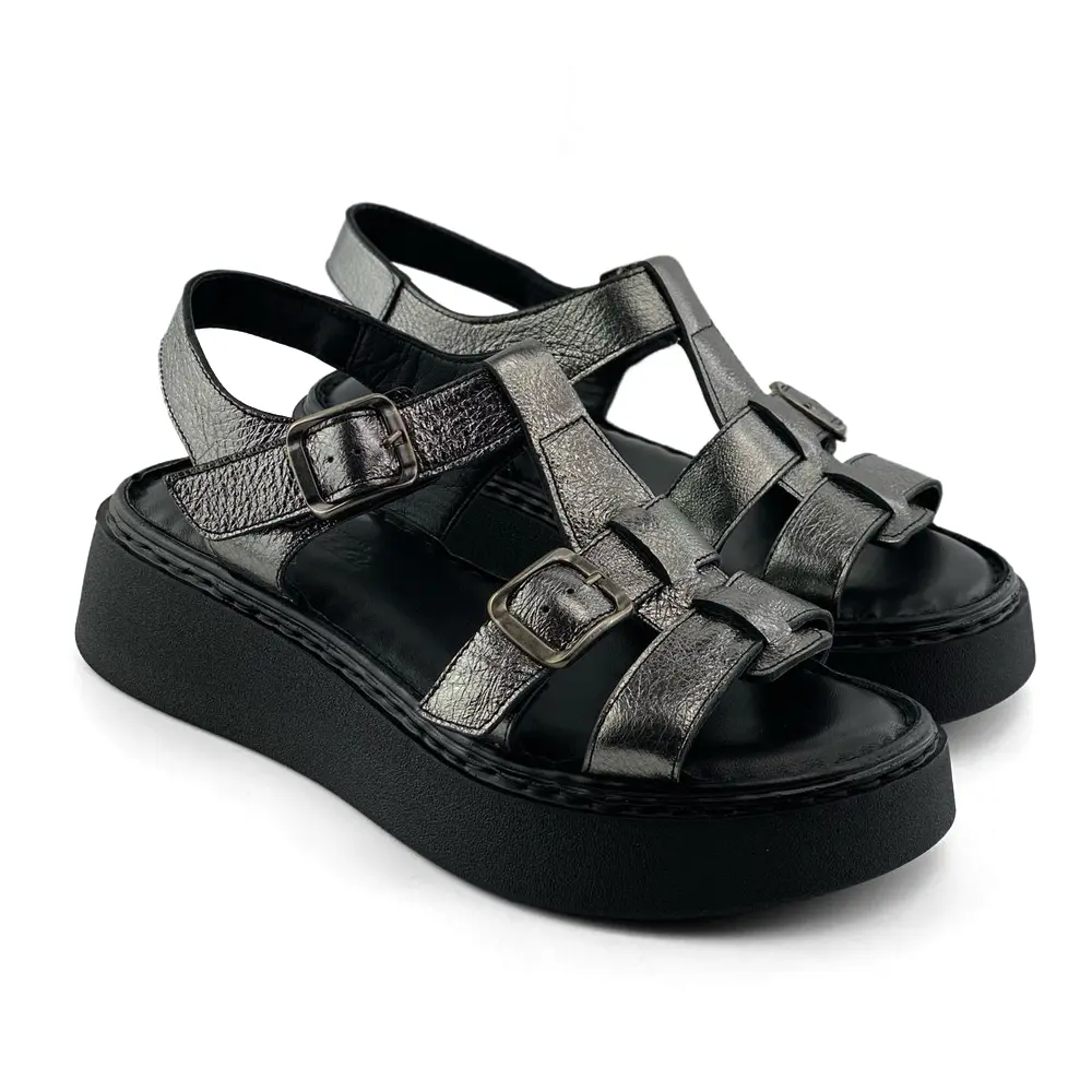 Mona Shoes Ženske sandale, Soft uložak, Kožne, Tamnosive