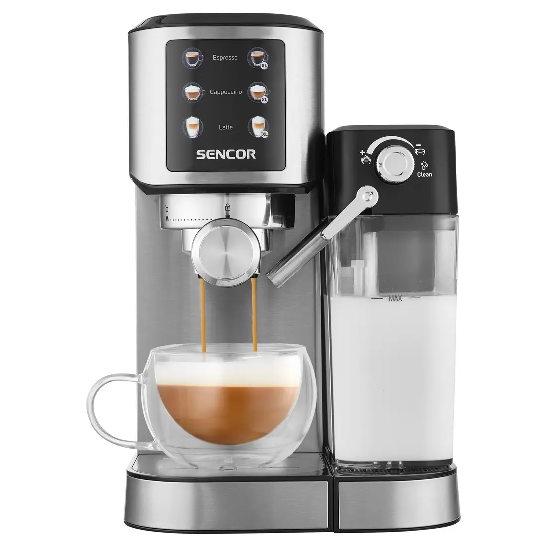 Sencor Poluautomatski aparat za espresso SES 4910SS, 20 bara, OneTouch panel, Srebrne boje