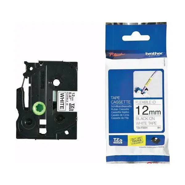 Brother traka TZe-FX231, 12 mm, crna na beloј podlozi