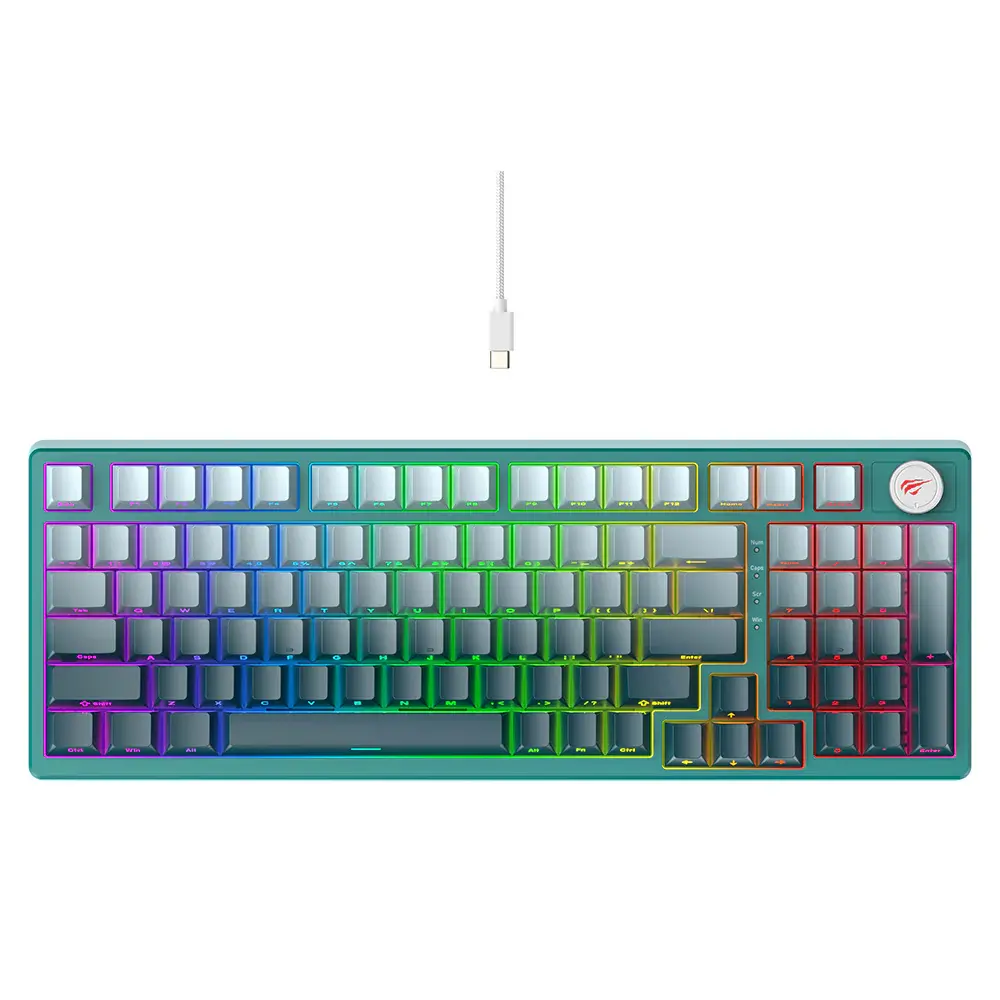 Havit Tastatura KB899L, USB-C, Belo-zelena