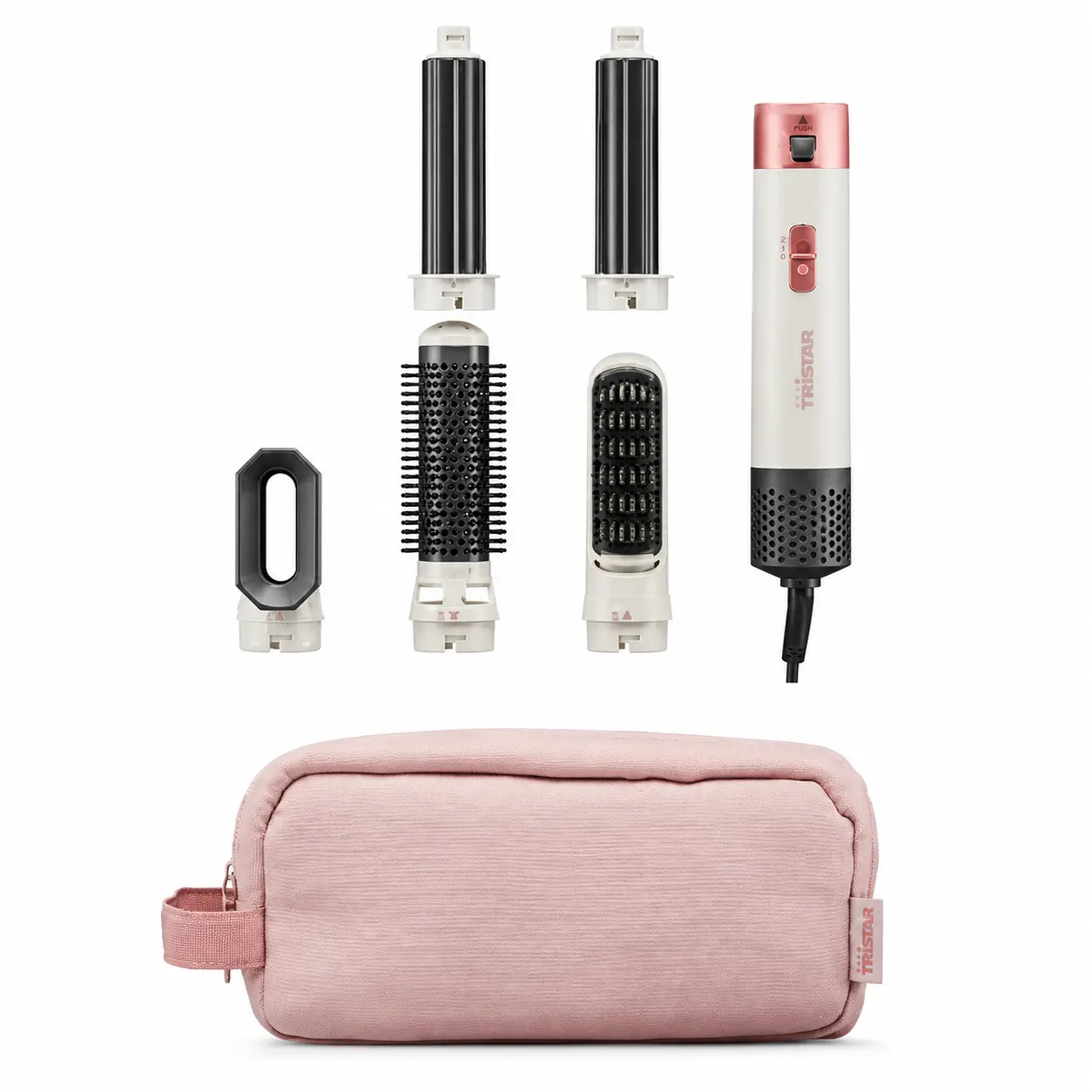 Tristar Stajler za kosu sa 5 nastavaka HD-2470, 1000 W, Belo-roze