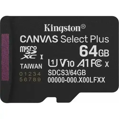 Kingston Micro SD Card 64GB, SDCS3/64GBGBSP class 10