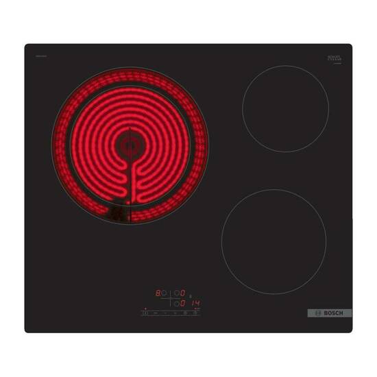 Ugradna ploča Bosch PKK611BB2E, 5700W, 3 zone za kuvanje, TouchSelect, Staklokeramika, Crna boja