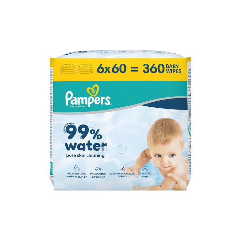 Pampers® Vlažne Maramice 99% Water 6x60