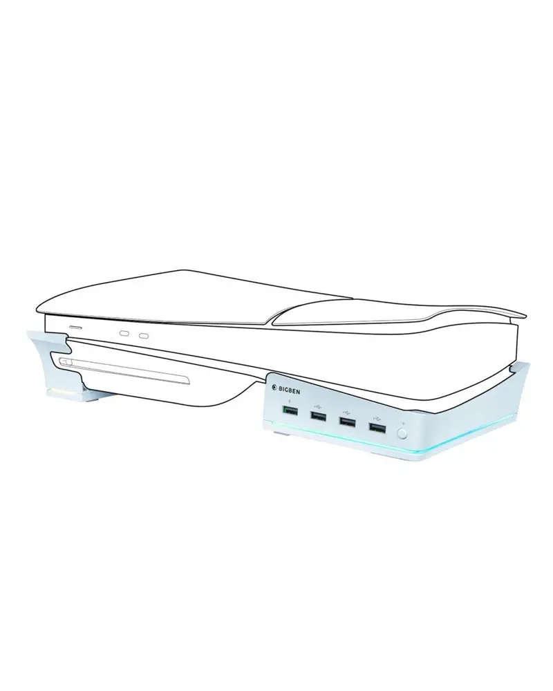 Postolje za PlayStation BigBen sa USB A portom PS5 Slim horizontalno, belo