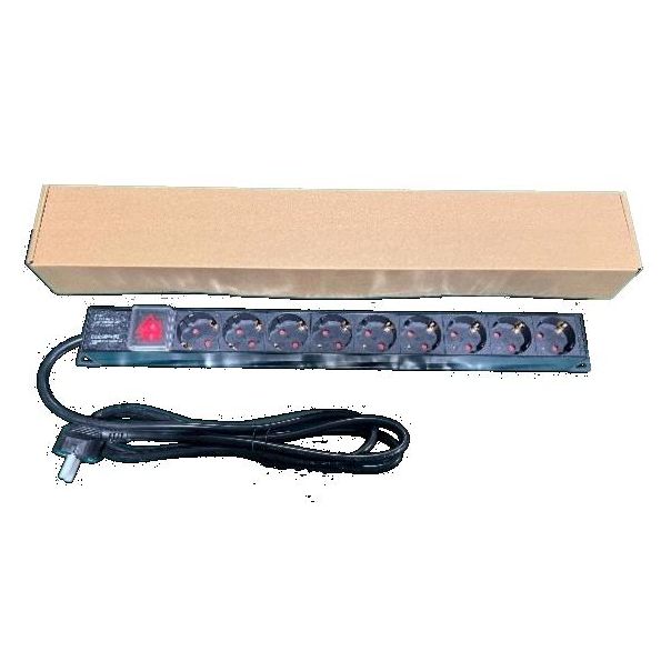 EXESHOP Razvodni PDU panel za rack 19 in, sa 9 utičnih mesta, kabl 2m (aluminijum)