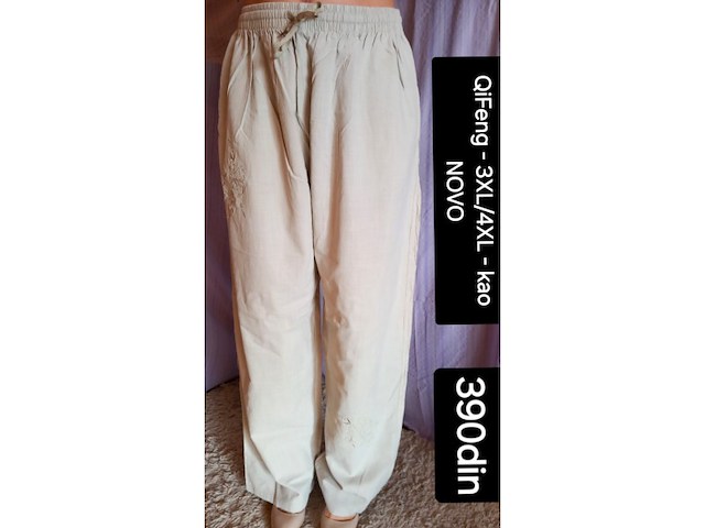 QiFeng ženske pantalone krem 3XL/4XL - kao NOVO