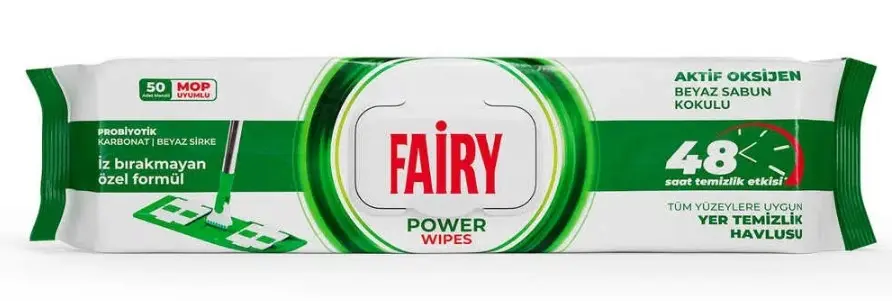 FAIRY vlažne maramice za brisanje - POWER WIPES 50 kom, za čišćenje podova