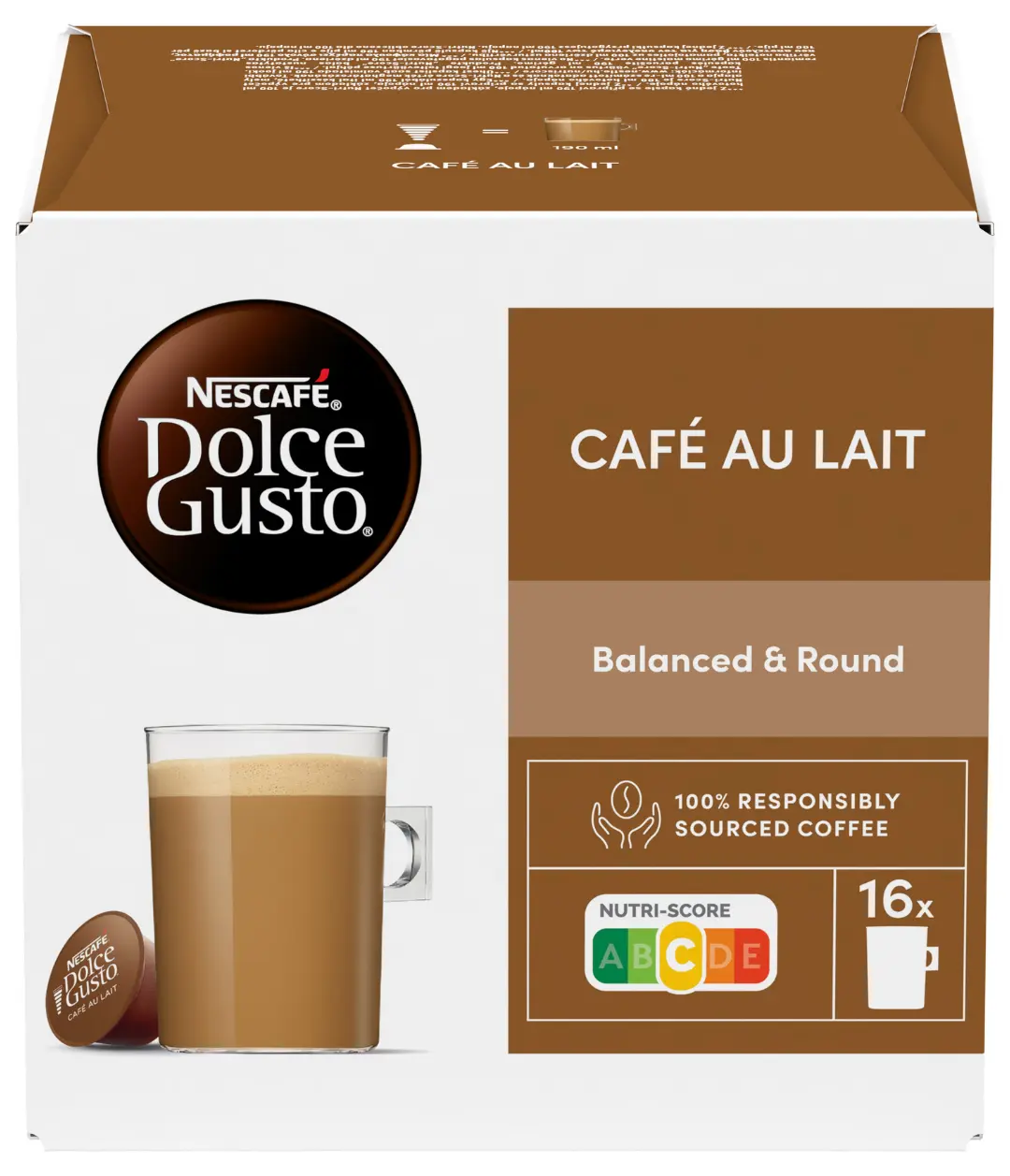Nescafe Kapsule za kafu Dolce Gusto Cafe au Lait, 160 g, 16 kapsula