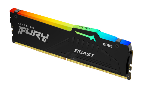 DDR5 8GB 6000MT/s [FURY BEAST RGB], Non-ECC UDIMM, CL36 1.35V, 288-Pin 1Rx16, Black, w/RGB Heatsink, XMP & EXPO